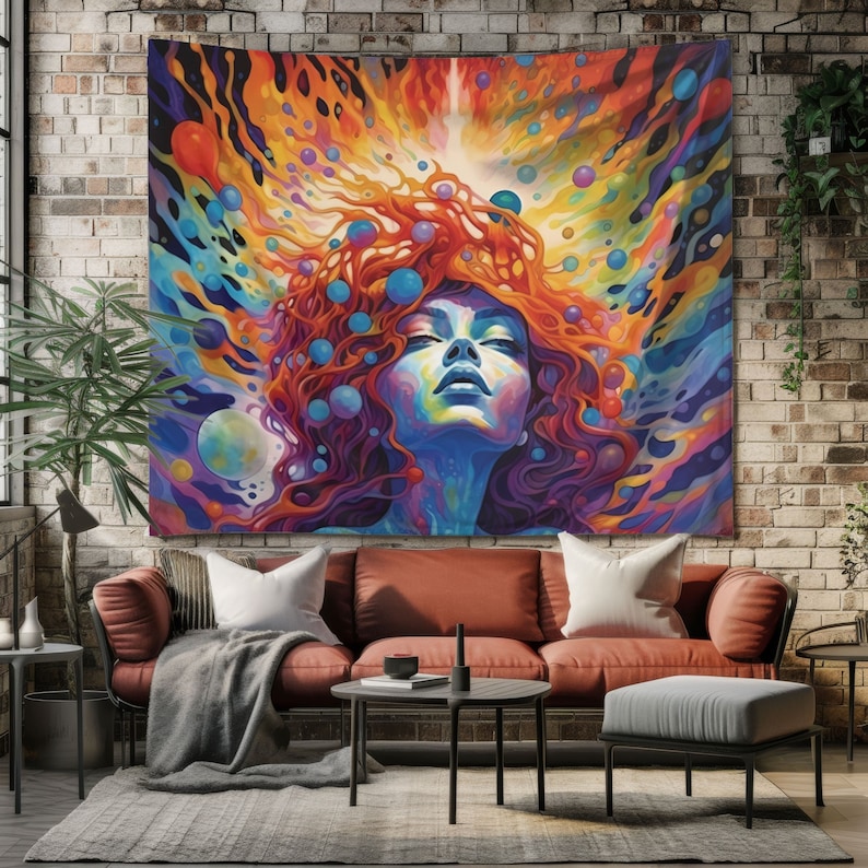 Trippy Wall Tapestry, Printed Wall Hanging Art, Home Decor, Psychedelic ...