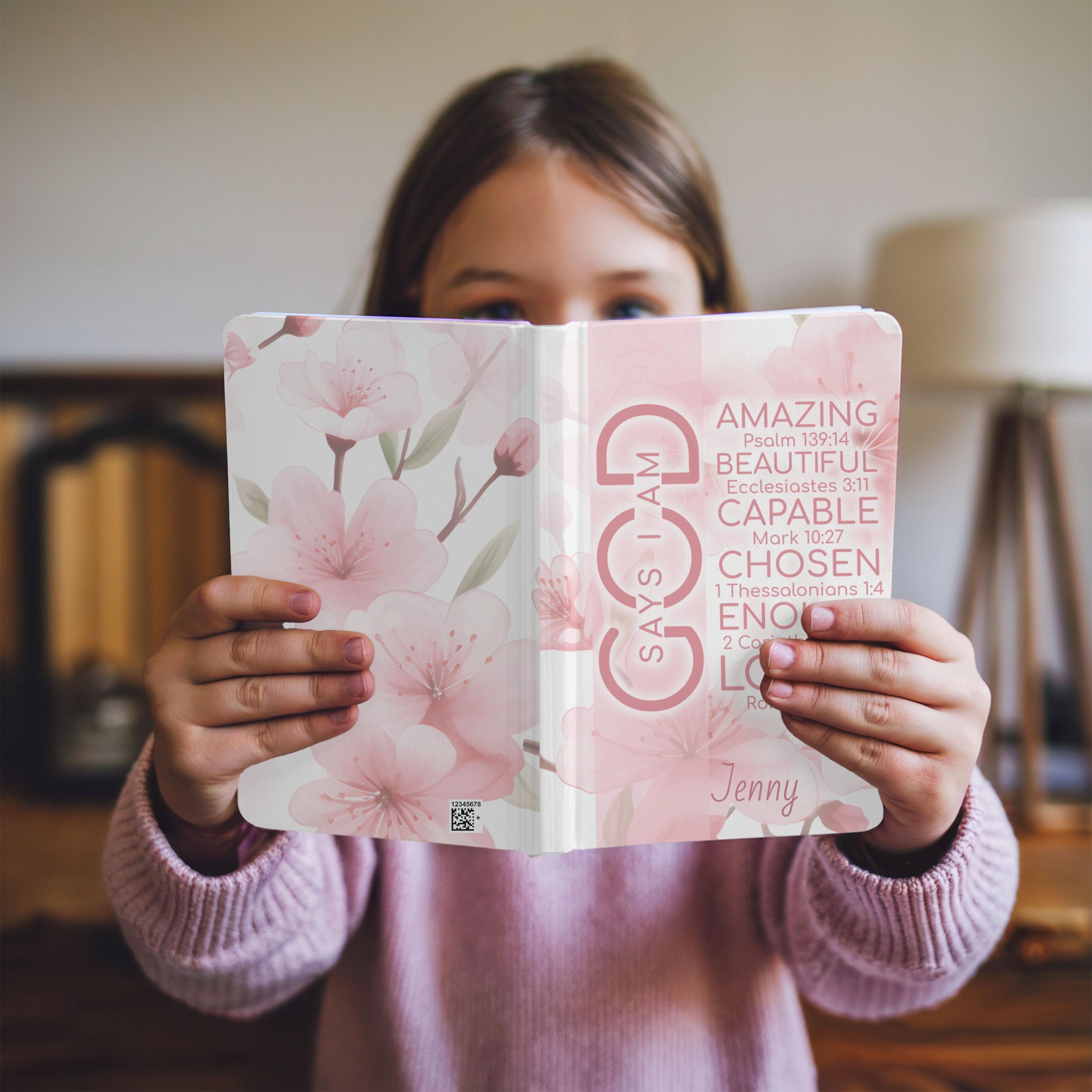 Christian Floral Journal: God Says I Am - Pink Cherry Blossom Notebook ...