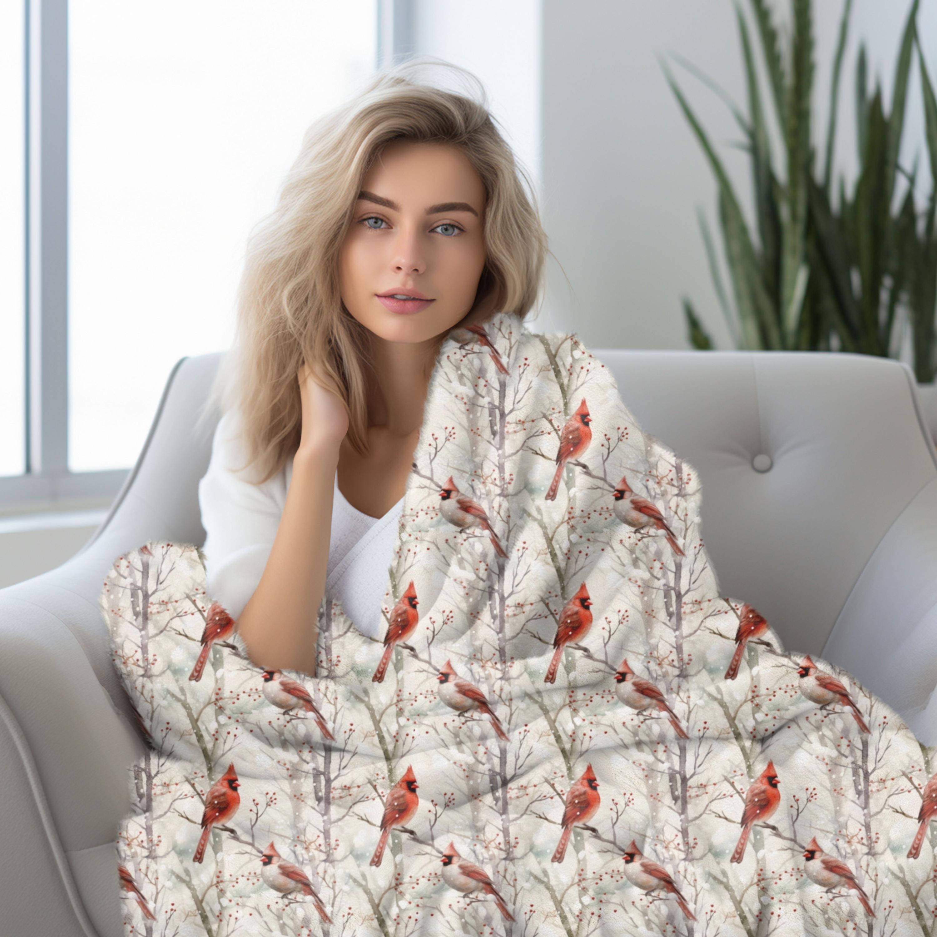 Red Cardinal Christmas Blanket: Cozy Winter Holiday Throw - Etsy