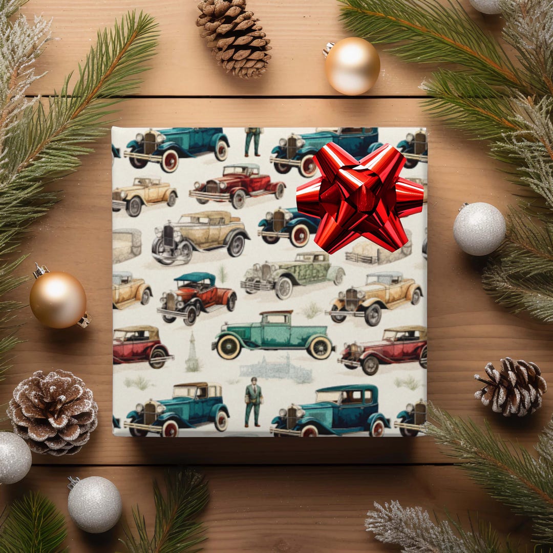 Vintage Classic Car Wrapping Paper: Nostalgic Automobile Gift Wrap - Etsy