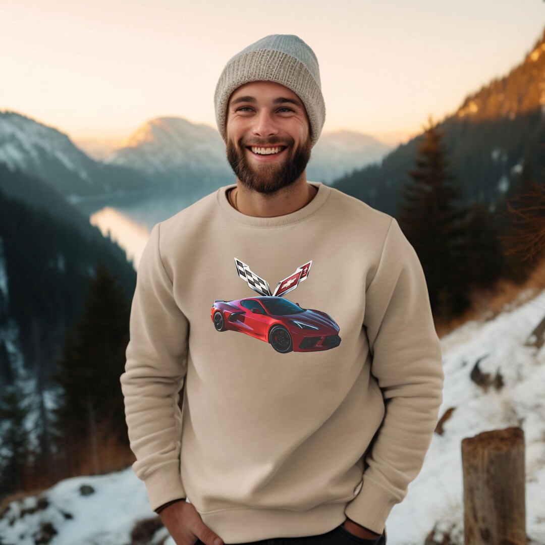 Red Supercar Crewneck Sweatshirt, C8 Car Lover Graphic Design, Gift for ...