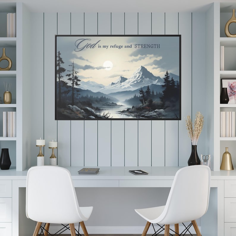Christian Landscape Canvas: God is My Refuge, Inspirational Wall Art - Etsy