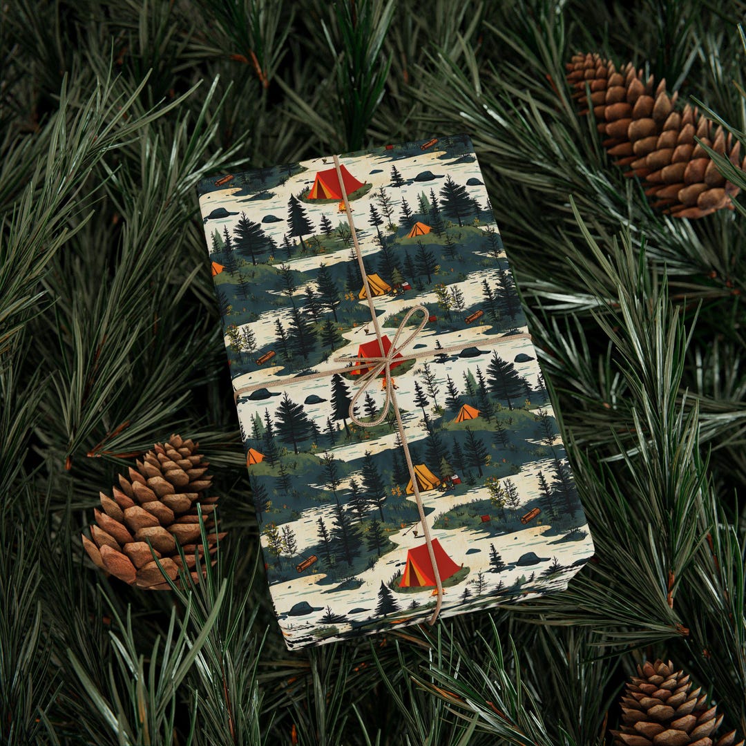 Campsite Wrapping Paper: Rustic Outdoor Adventure Gift Wrap - Etsy