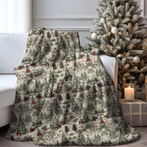 Christmas Village Velveteen Plush Blanket, Vintage Holiday Trees Throw ...