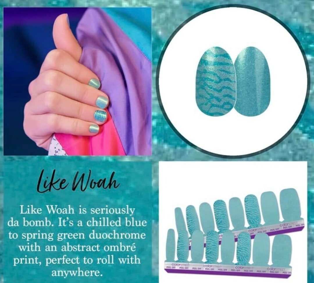 Color Street 'like Woah' Nail Polish Strips: Aqua Blue Sparkle - Etsy