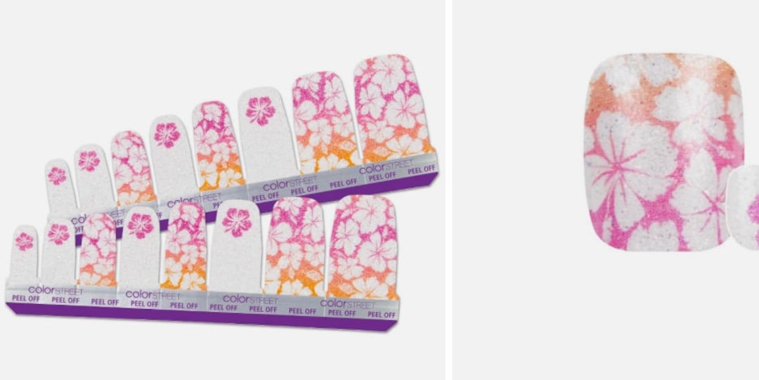 Color Street Nails, Color Street Strips, Hibiscus Kiss Pedicure - Etsy