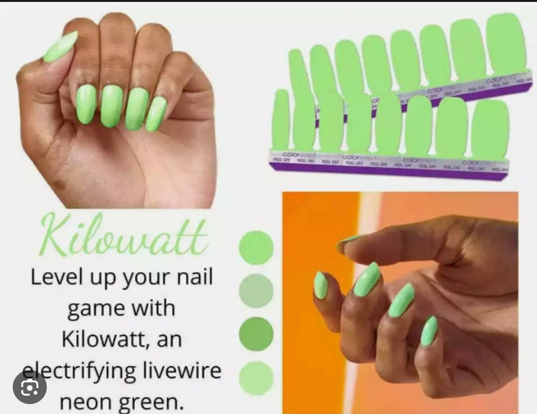 Color Street Kilowatt Nail Polish Strips: Bright Neon Green - Etsy