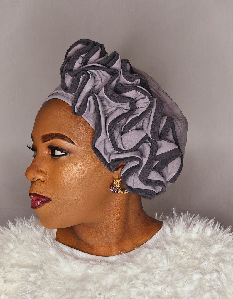 Side Ruffle Turban for Women, Chic 3-layer Stretch Cap, Elegant Lady ...