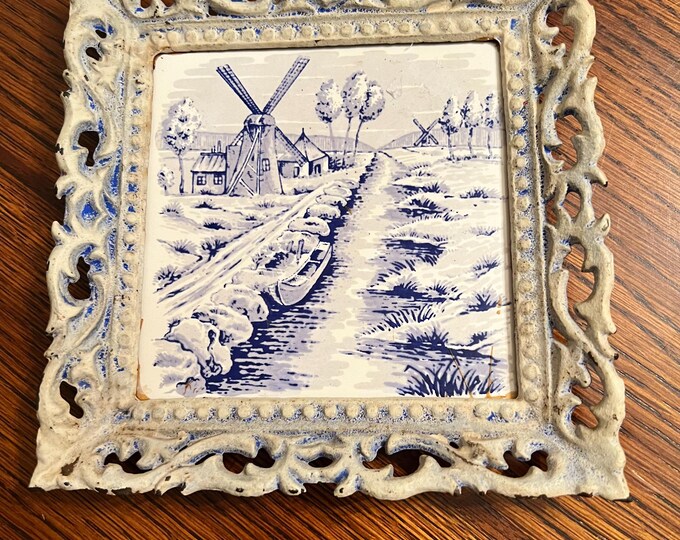 Vintage Framed Dutch Windmill Tile - Etsy