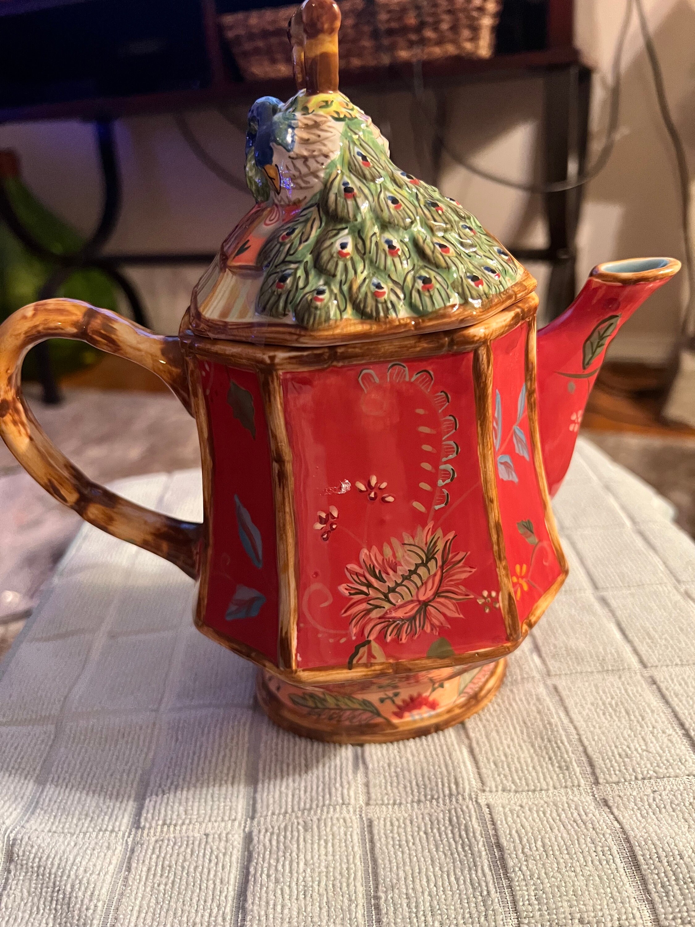 Tracy Porter Artesian Road Peacock Themed Teapot Sugar And Creamer Set Etsy