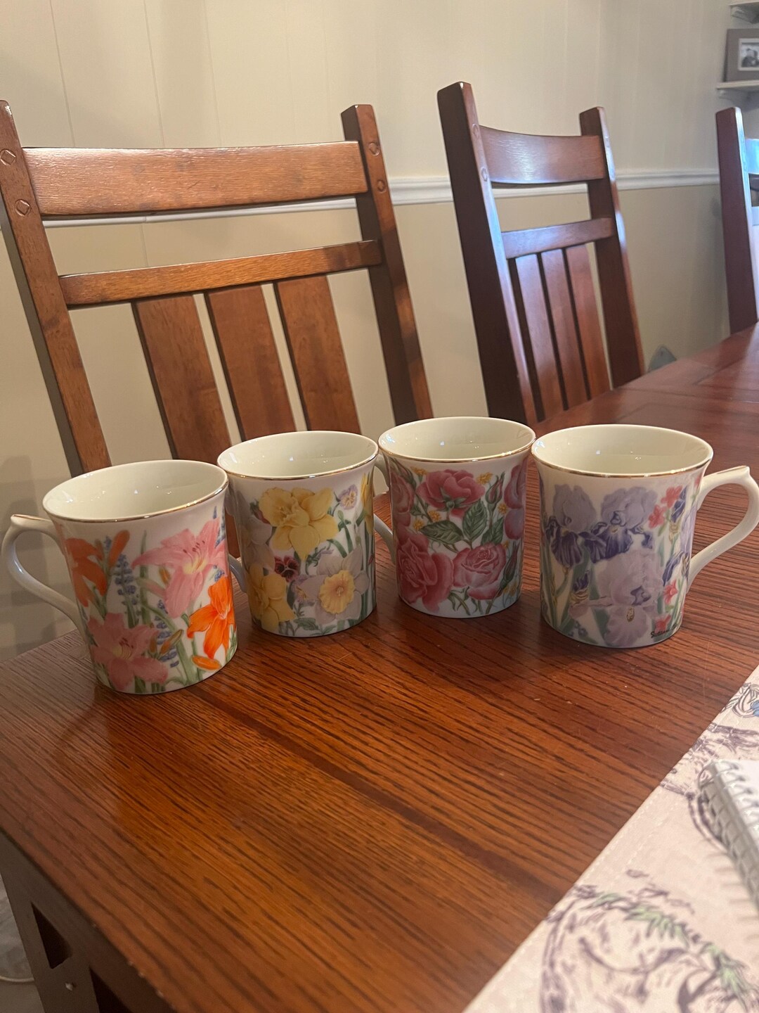 Vintage Lenox Flower Blossom Coffee Mugs - Etsy