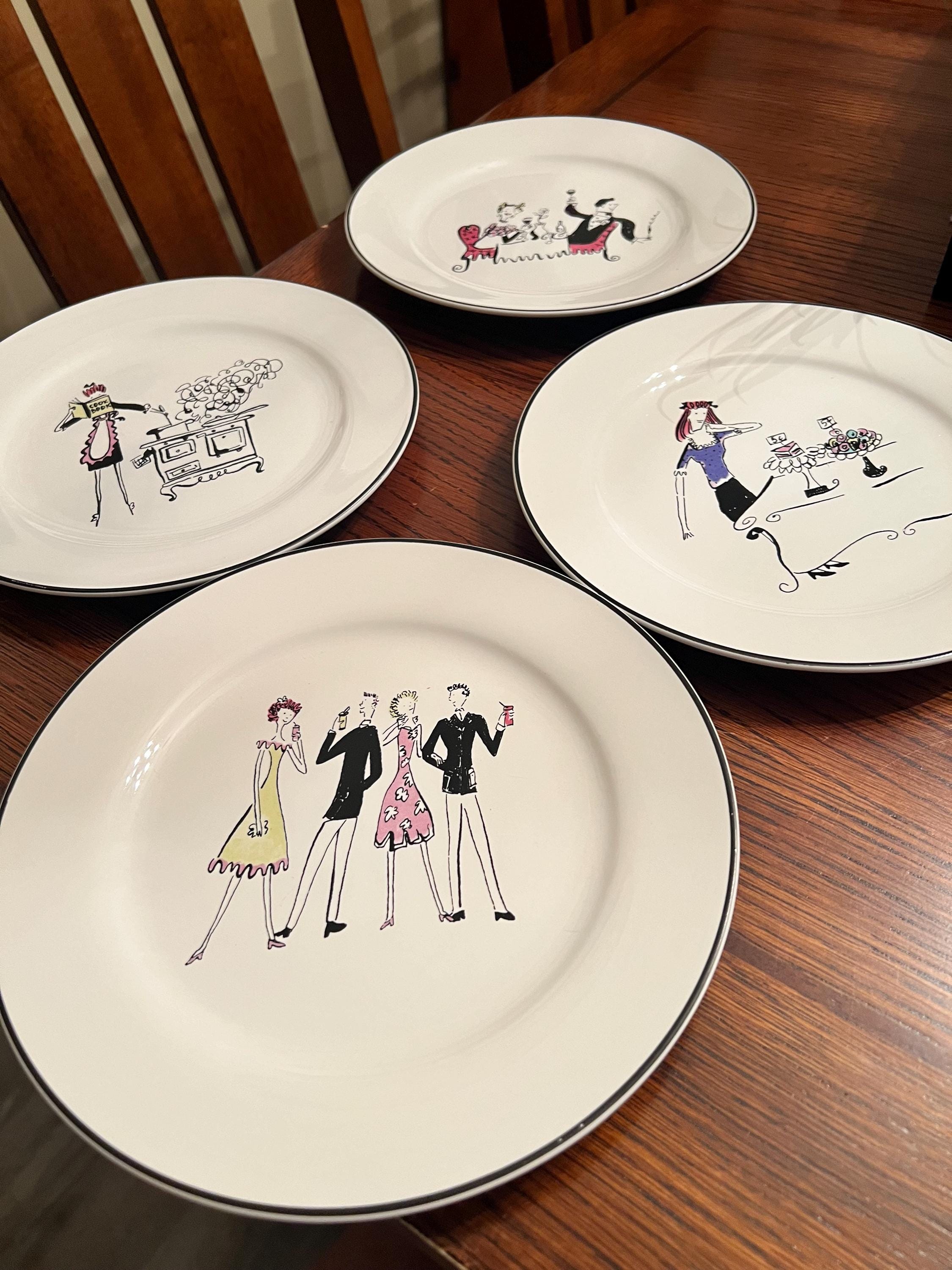 Set of 4, A Womans Work is Never Done, Dessert Plates by Rosanna - Etsy