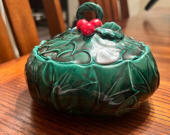 Vintage Mid Century 1972 Lefton China Christmas Relish Dish Candy Bowl ...