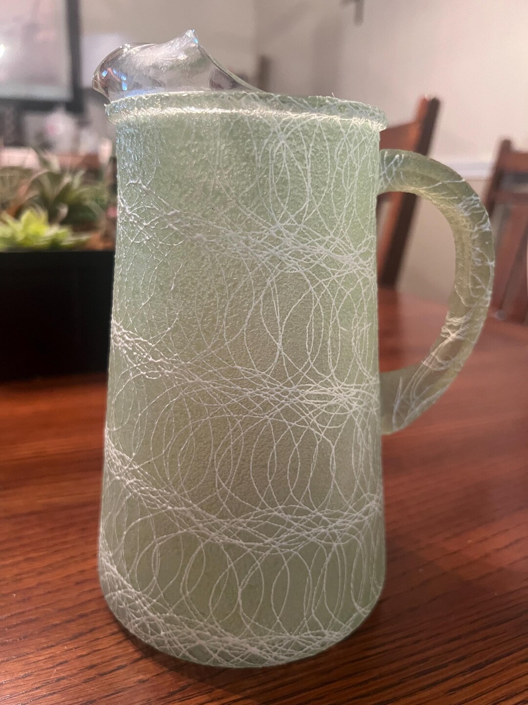 Vintage Spaghetti String Glass Pitcher - Etsy
