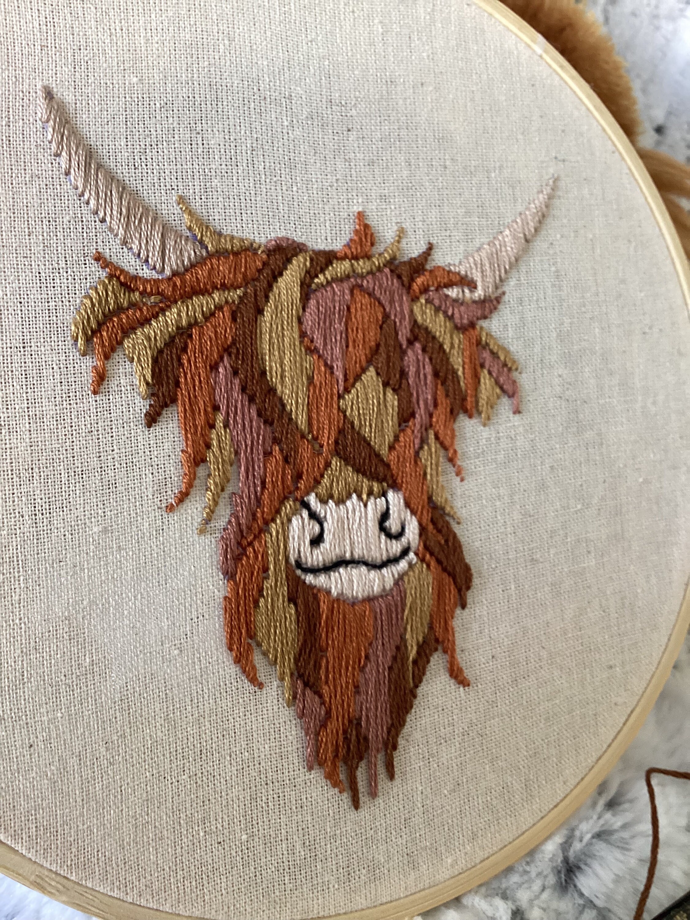 PDF PATTERN. Highland Cow Hoop Embroidery Pattern . Highland Cow Design ...