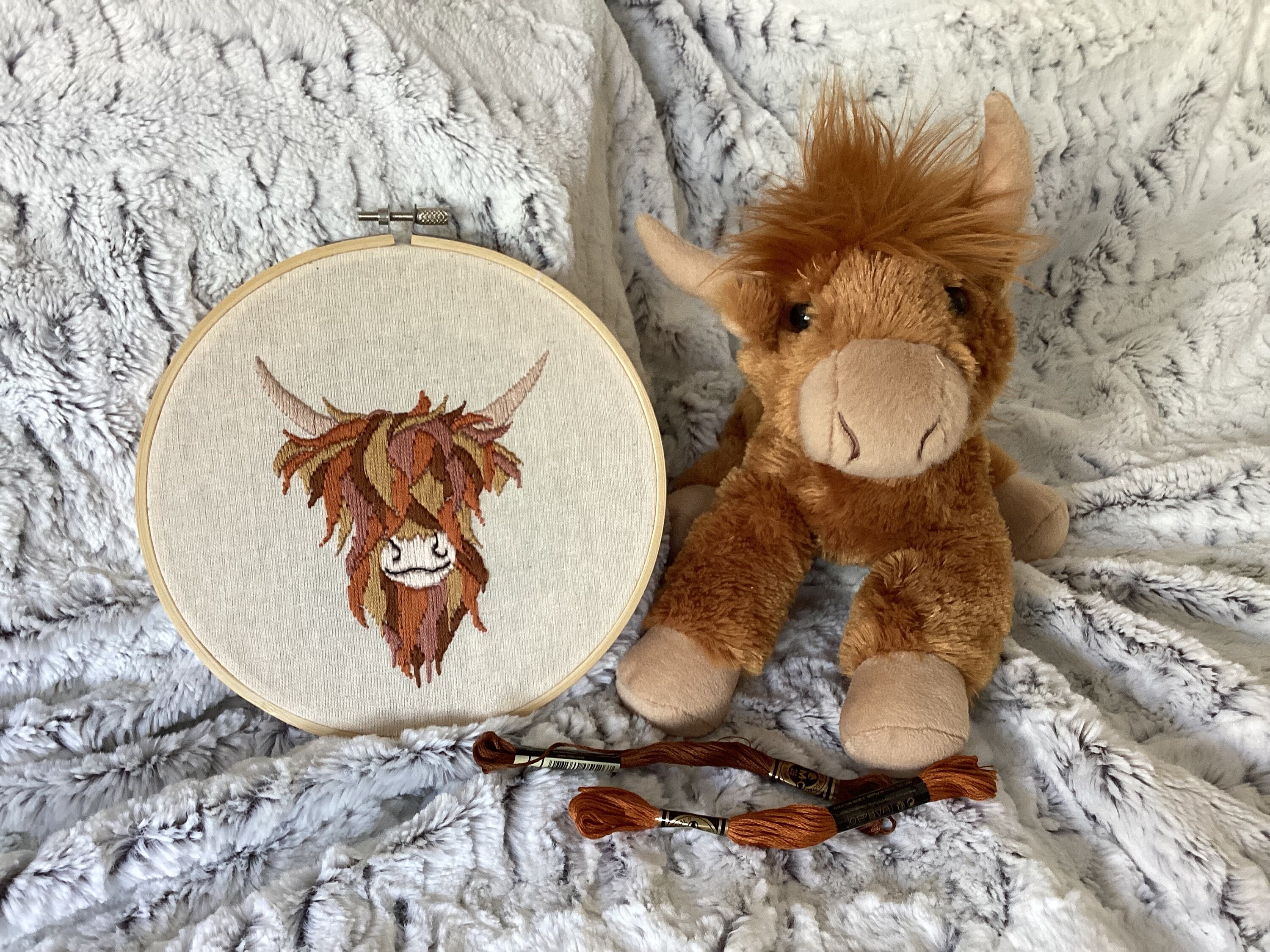 PDF PATTERN. Highland Cow Hoop Embroidery Pattern . Highland Cow Design ...
