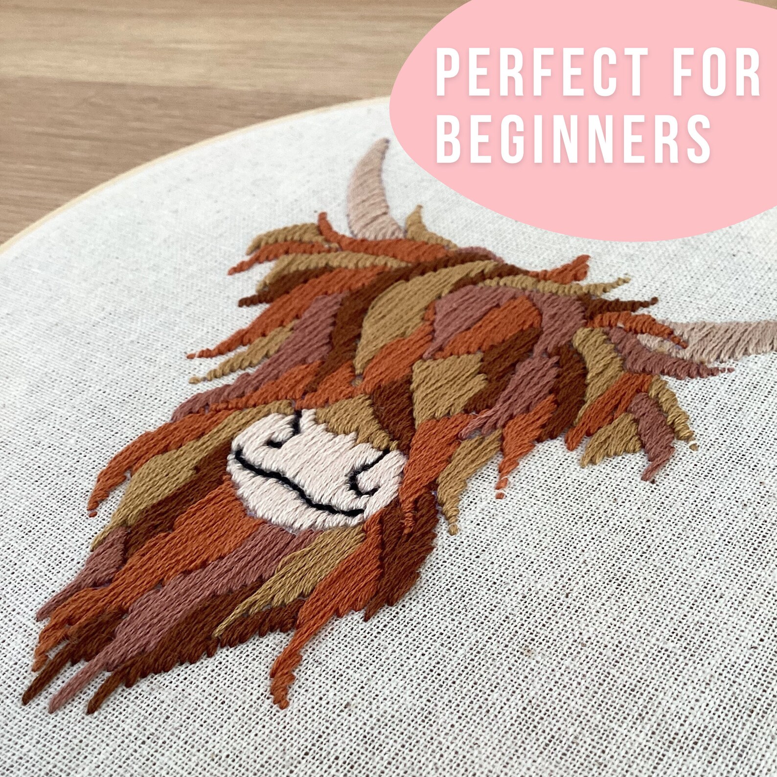 PDF PATTERN. Highland Cow Hoop Embroidery Pattern . Highland Cow Design ...