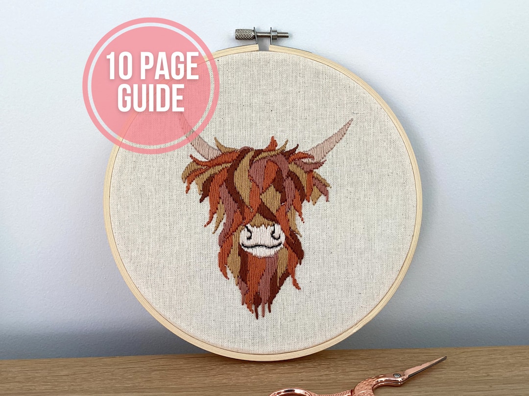 PDF PATTERN. Highland Cow Hoop Embroidery Pattern . Highland Cow Design ...