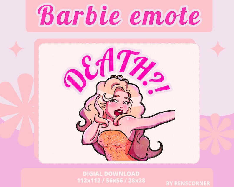 Cute Thought of Death Barbie Emote - Twitch, Discord, Youtube - Etsy