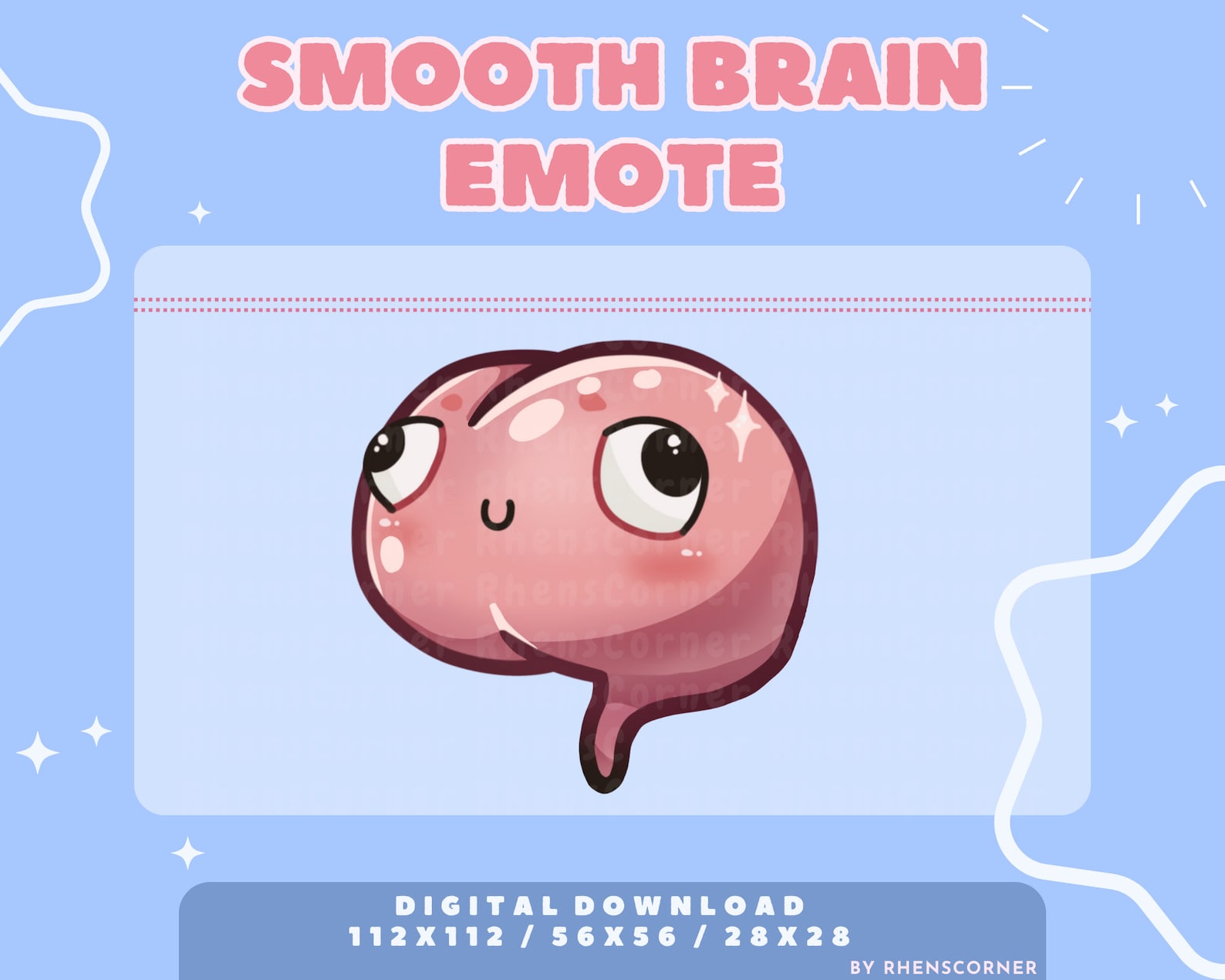 Cute Smooth Brain Emote - Twitch, Discord, Youtube - Etsy