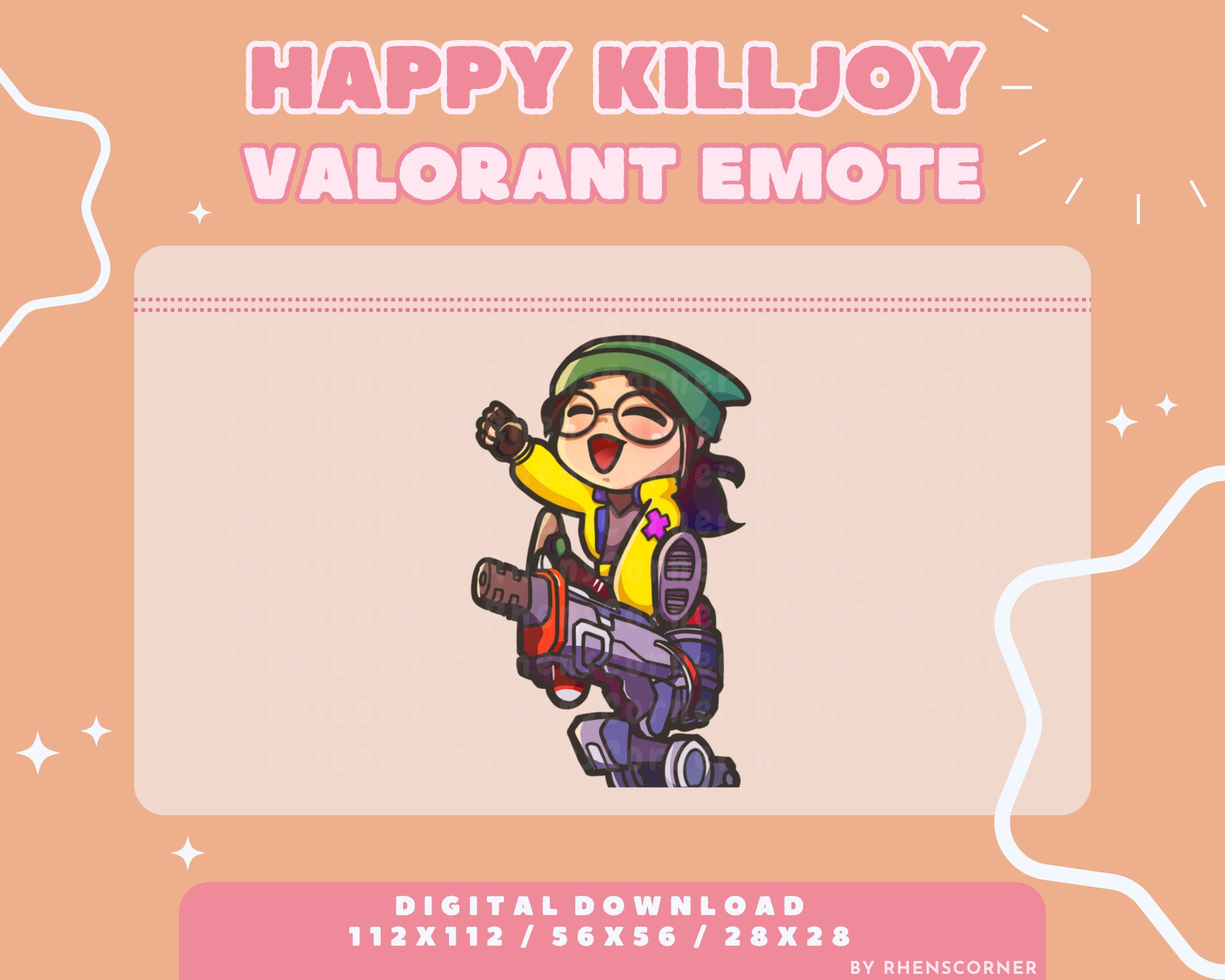 Cute Happy Killjoy Emote With Turret Happy Joy - Twitch, Discord ...