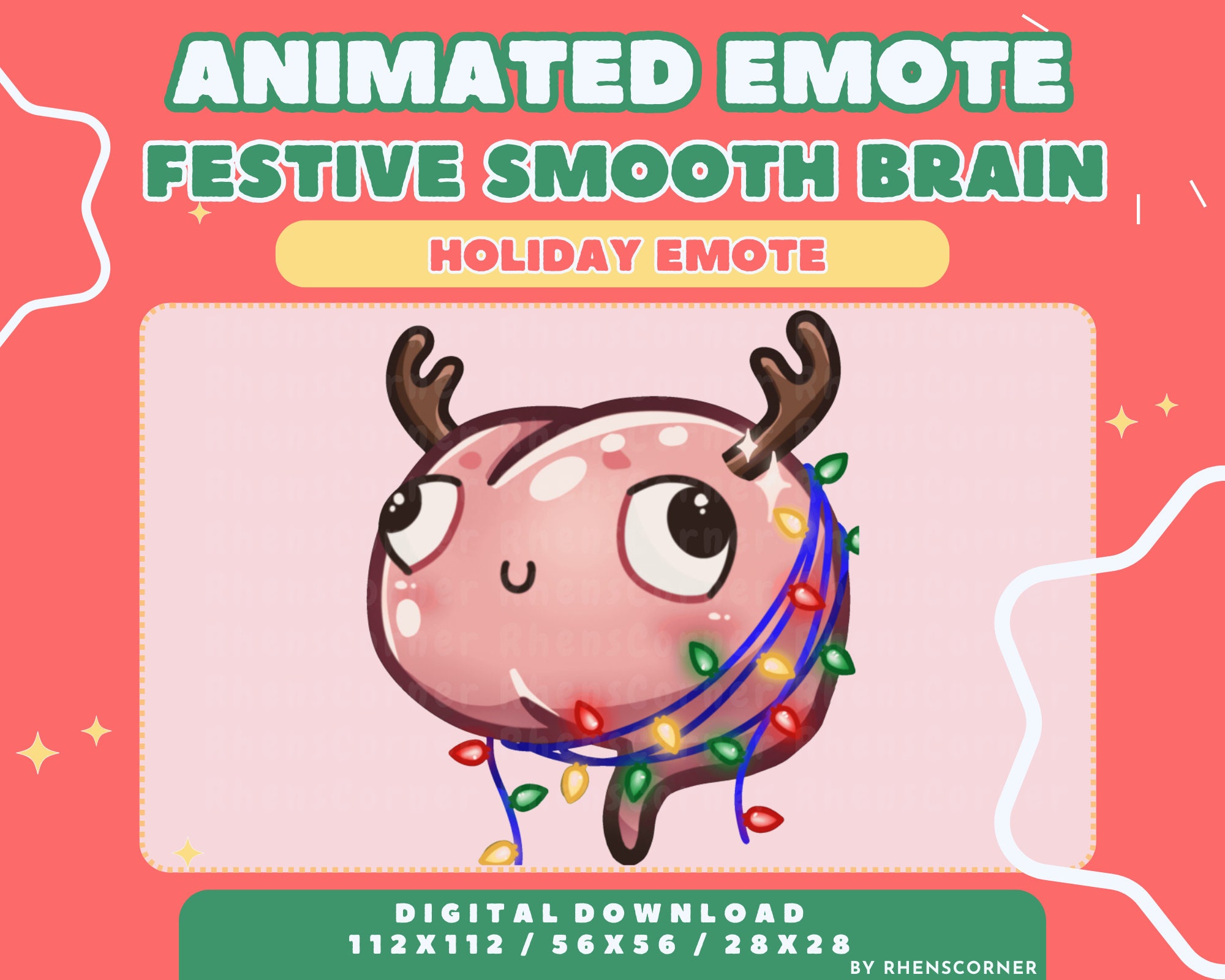 ANIMATED Festive Smooth Brain Emote Twitch, Discord, Youtube - Etsy