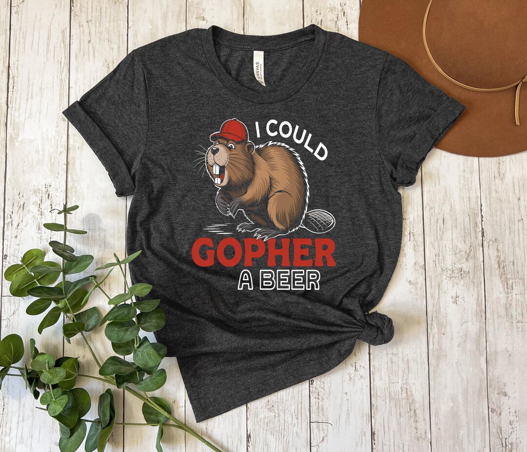 Funny Beaver Gopher Beer Graphic T-shirt, Animal Humor Unisex Tee ...