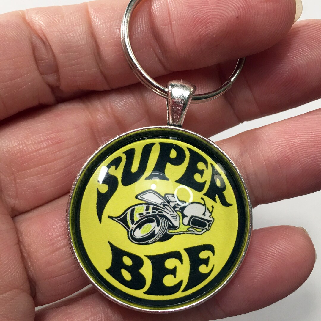 Vintage Super Bee Bright Yellow Logo Badge Emblem 1.2 Diameter Keychain ...