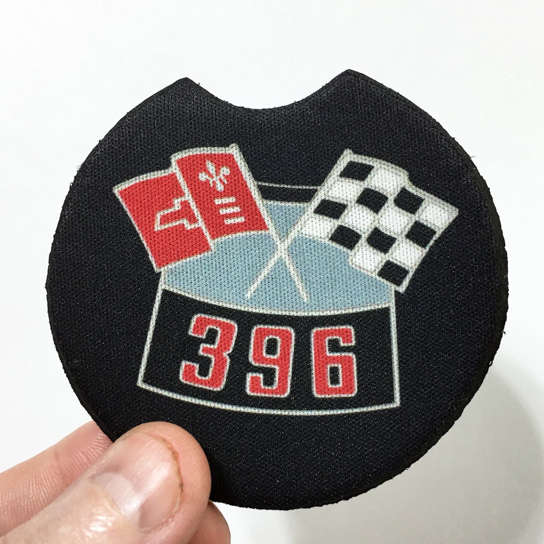 Vintage Chevy 396 Racing V Flags Fender Badge Emblem Logo Design 2.75 ...