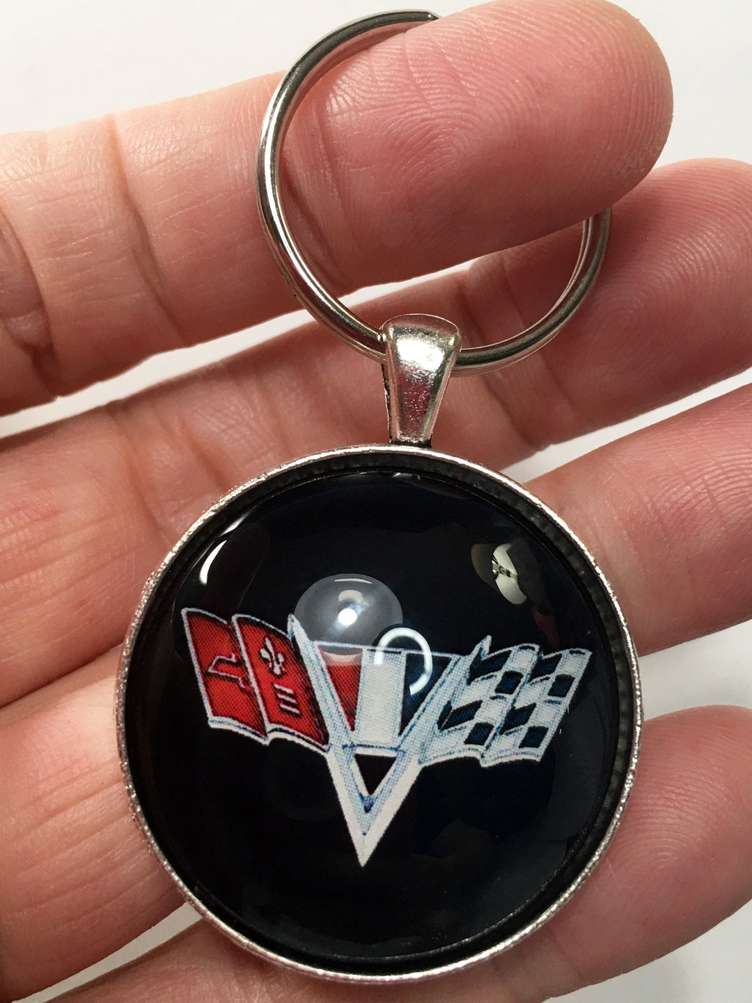 Vintage Chevrolet Racing Flags 1.2" Diameter Keychain Chevy Racing ...