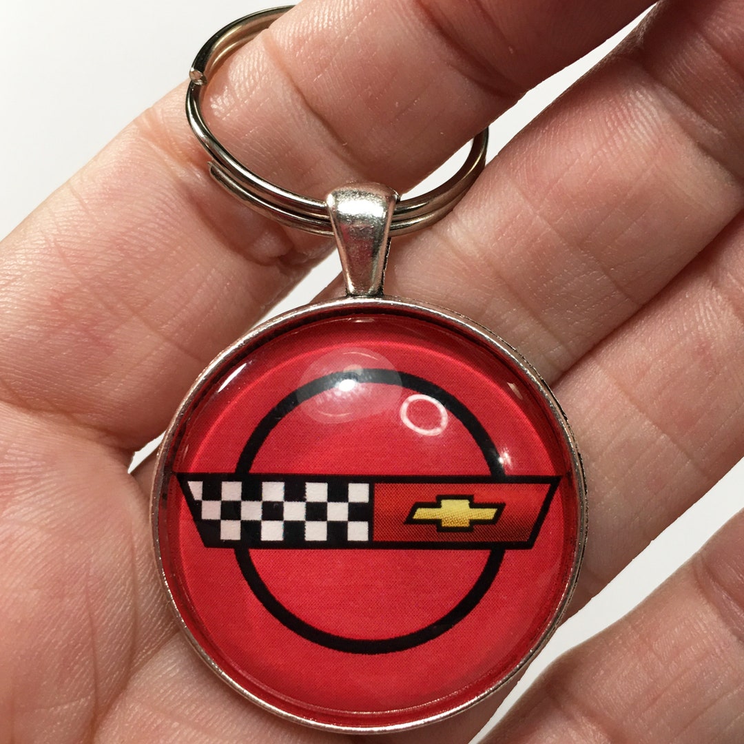 Vintage Chevrolet Red Corvette C4 1.2" Diameter Keychain Chevy 1983 ...