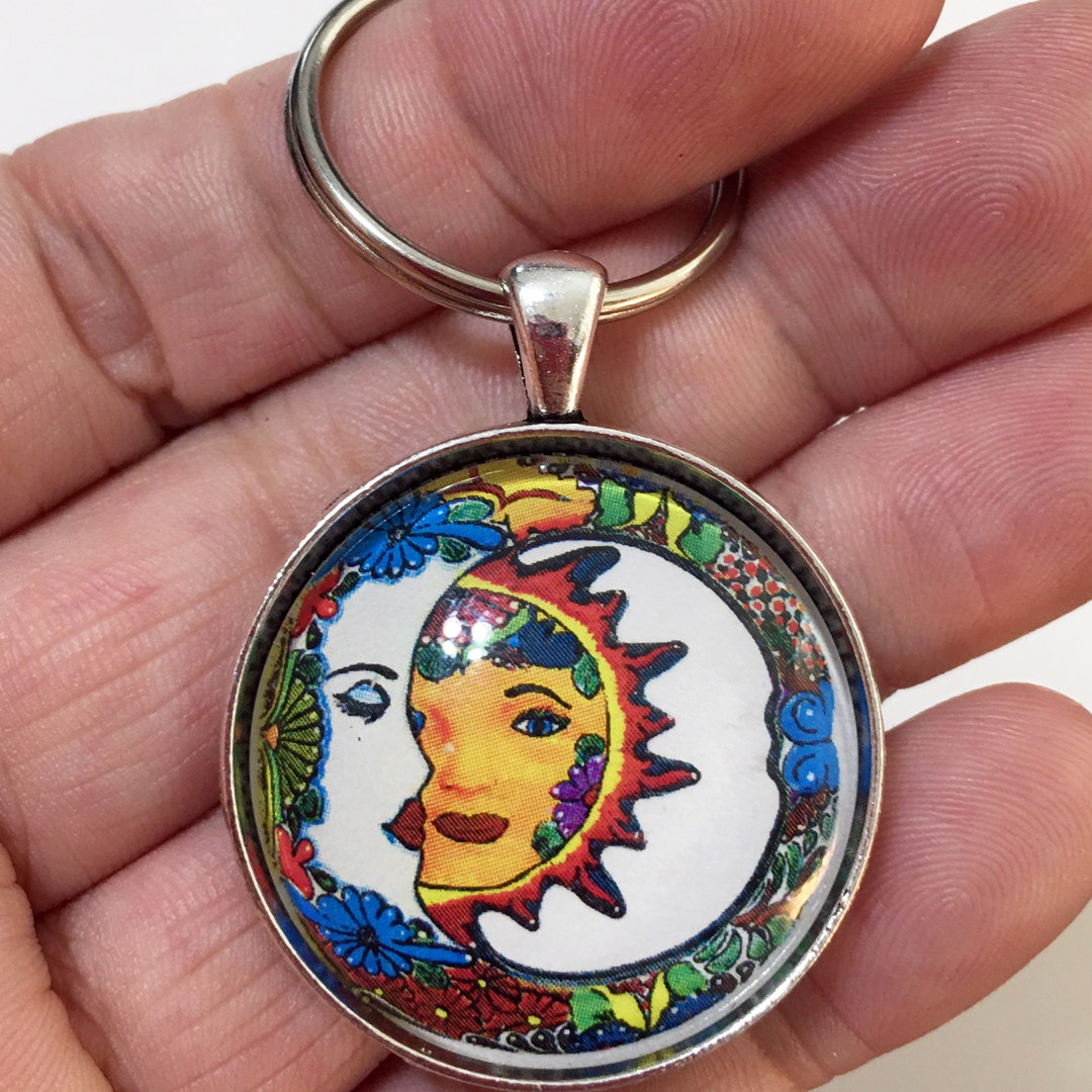 Sun and Moon Ceramic Talavera Pottery Photo Jewelry 1.2 Diameter ...