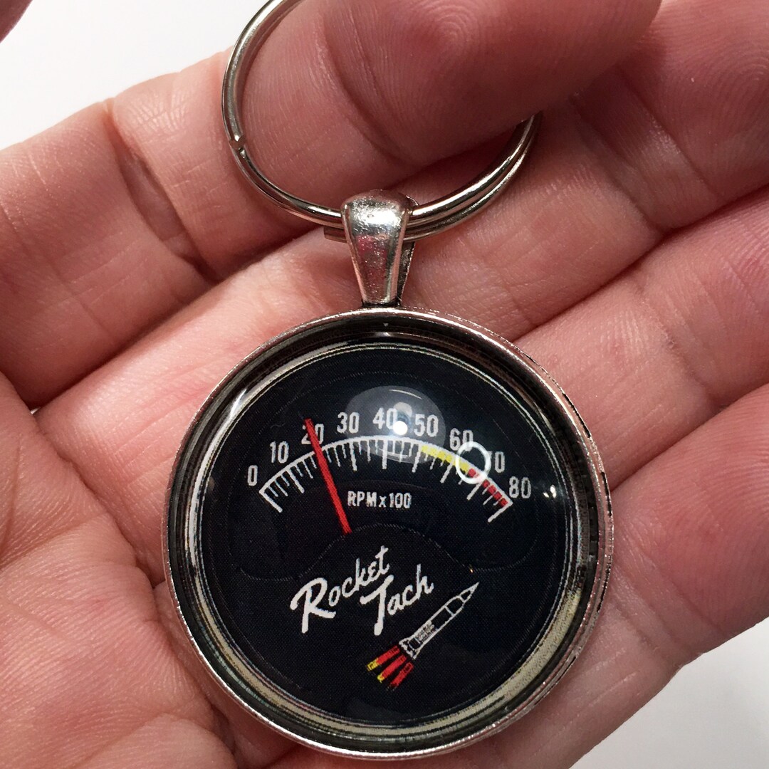 Vintage Rocket Tach RPM Tach Gauge Kneeknocker 8000 Revolutions per ...