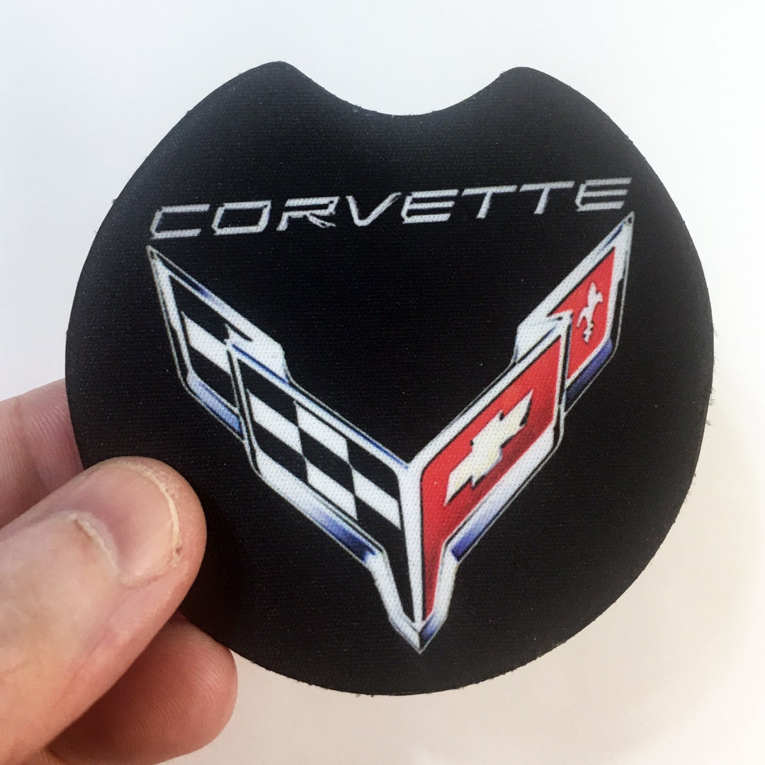 Vintage Chevy Corvette C8 Badge Emblem Logo Design 2.75" Car Coaster ...