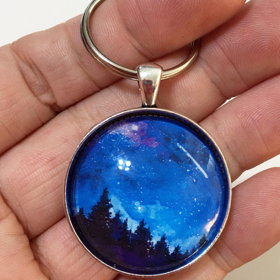 Watercolor Shooting Star Pine Tree Forest Woods Jewelry 1.2 Diameter ...