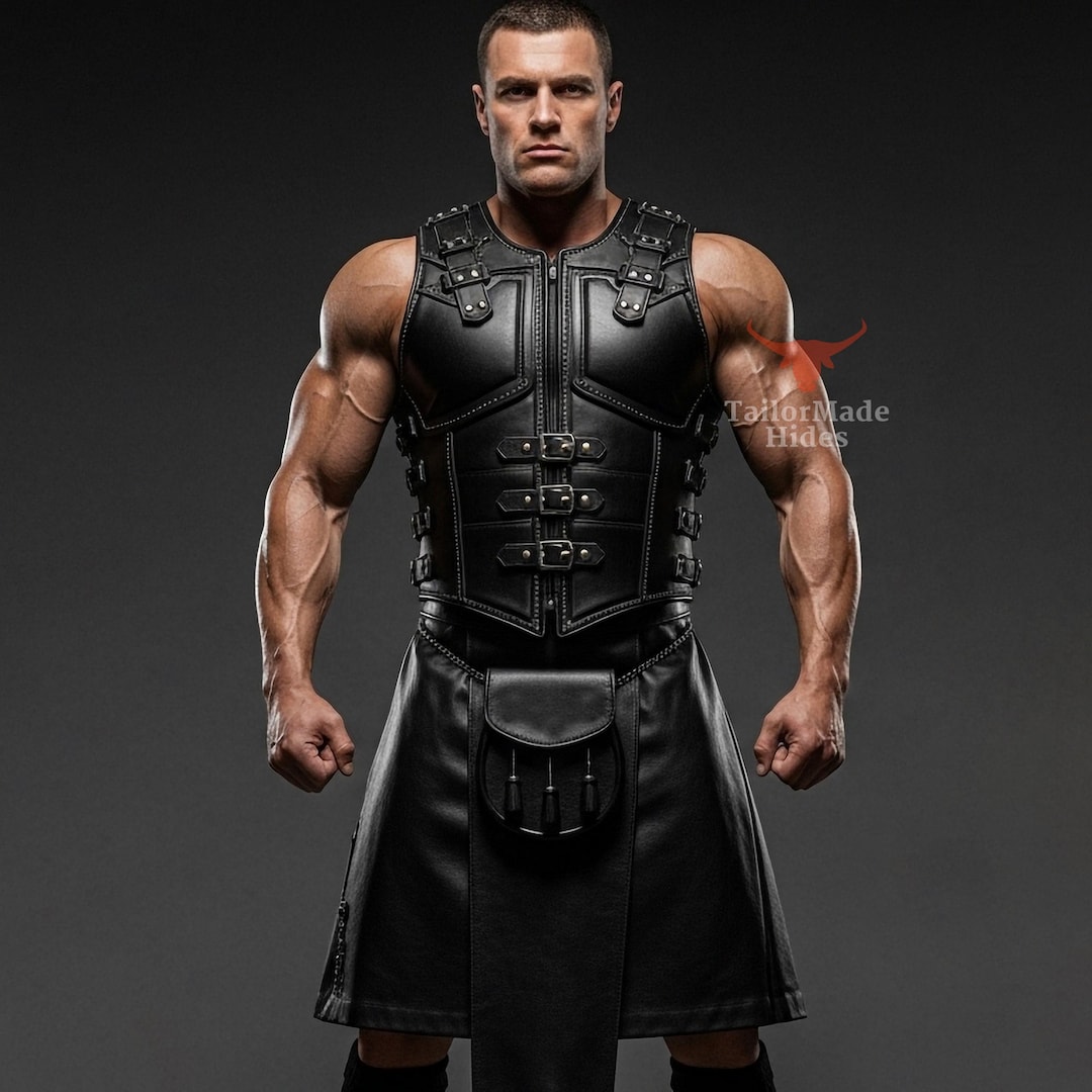 Handcrafted Genuine Leather Kilt & Leather Armor: Steampunk Warrior ...