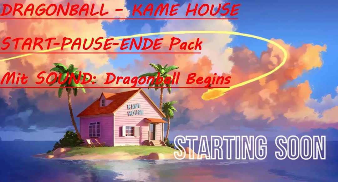 DRAGONBALL KAME HOUSE Animated Stream Overlay Package Start Screen Pause Screen Offline Screen ...