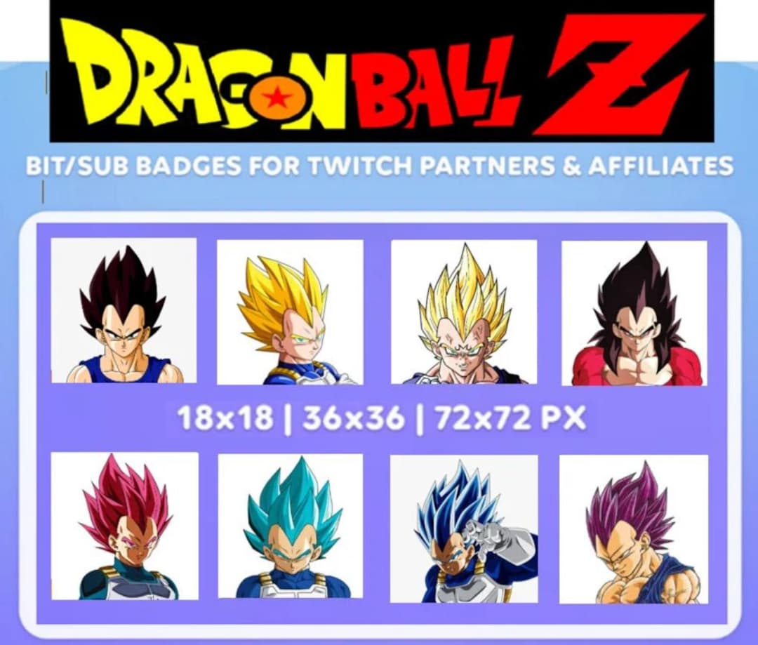 Anime Badges Badges DB Vegeta Ssj Ego Blue for Twitch Stream Sub Bit ...