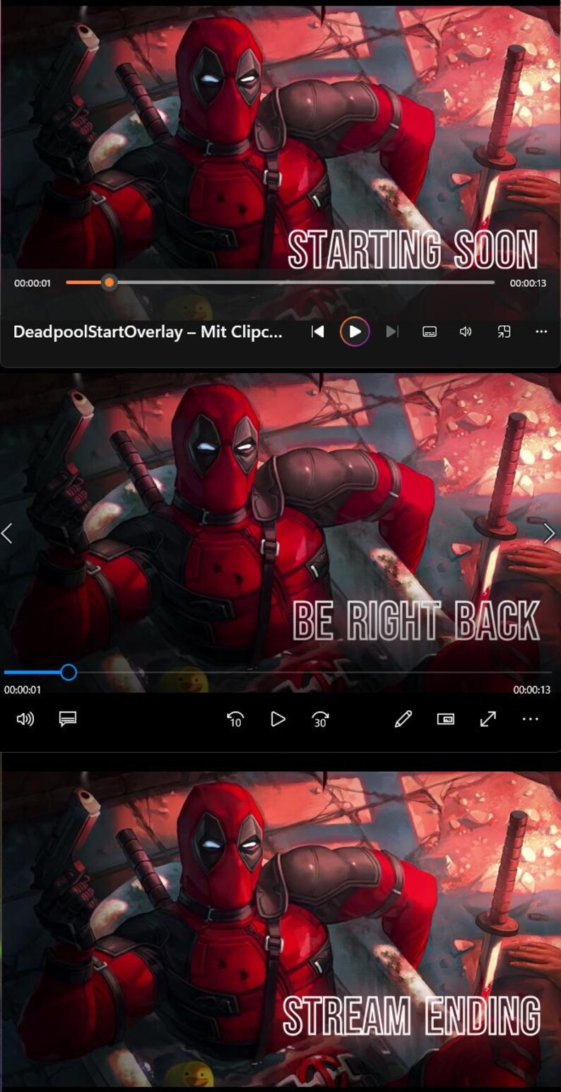 DEADPOOL Game Animated Stream Overlay Pack Home Screen Pause Screen ...
