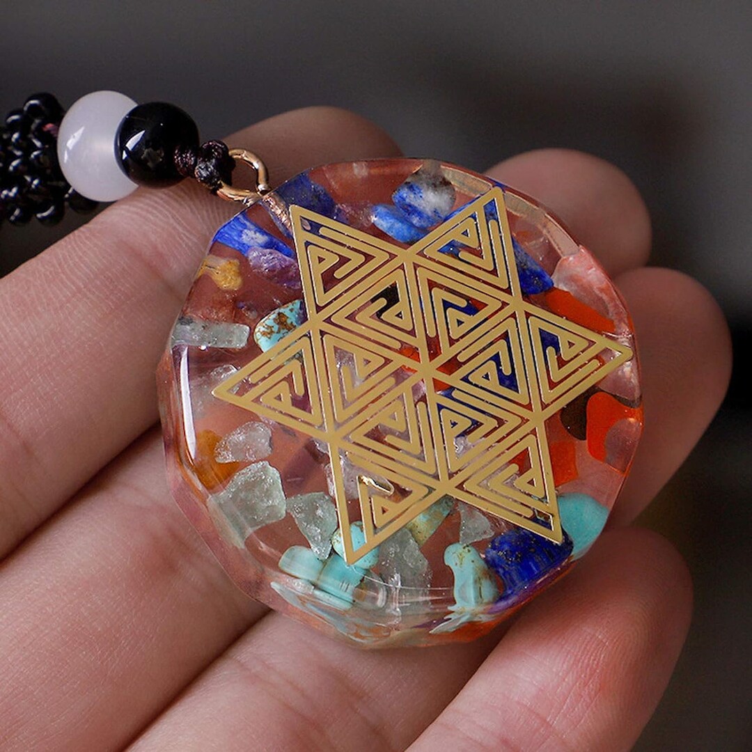 Orgone 7 Chakras Golden Hexagram Energy Pendant - Etsy