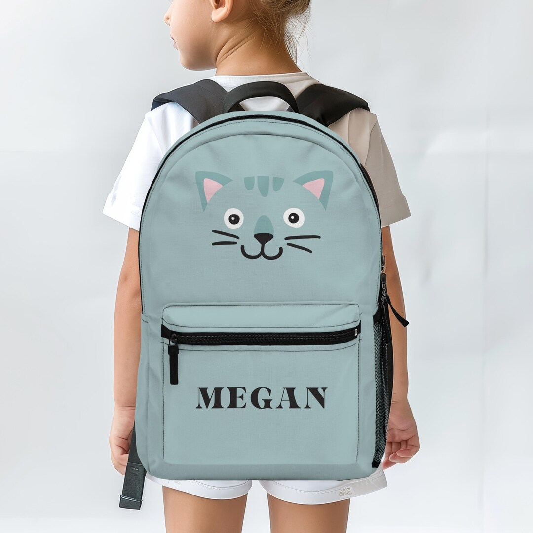 Personalized Kids' Cat Face Backpack, Custom Name Animal Backpack, Cute ...