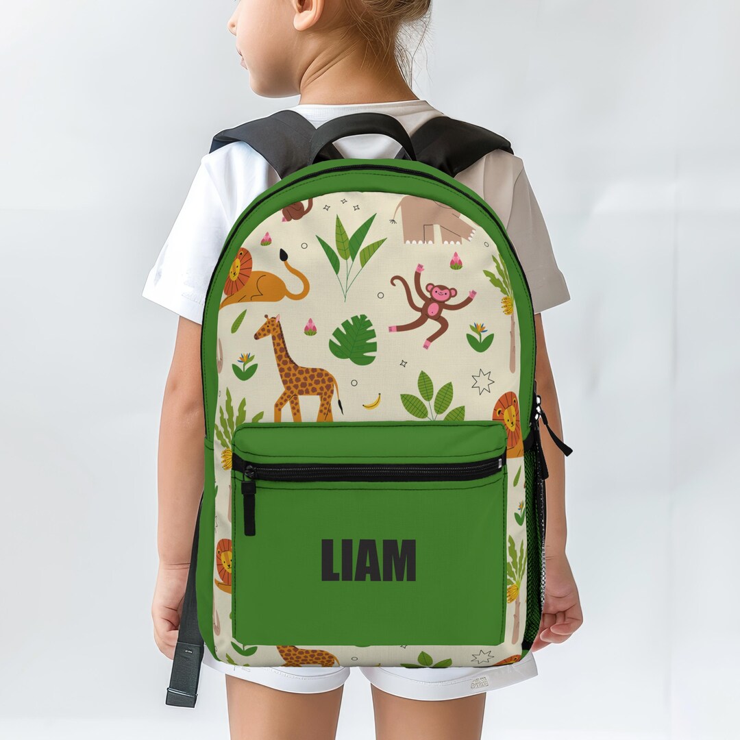 Personalized Jungle Animal Name Backpack, Custom Animal School Bag for ...