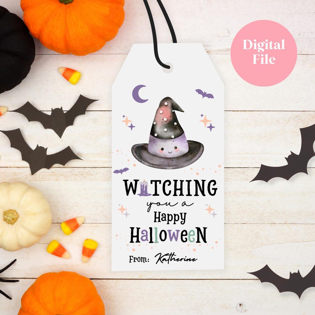 Printable Witchy Halloween Gift Tag, Witching You A Happy Halloween ...