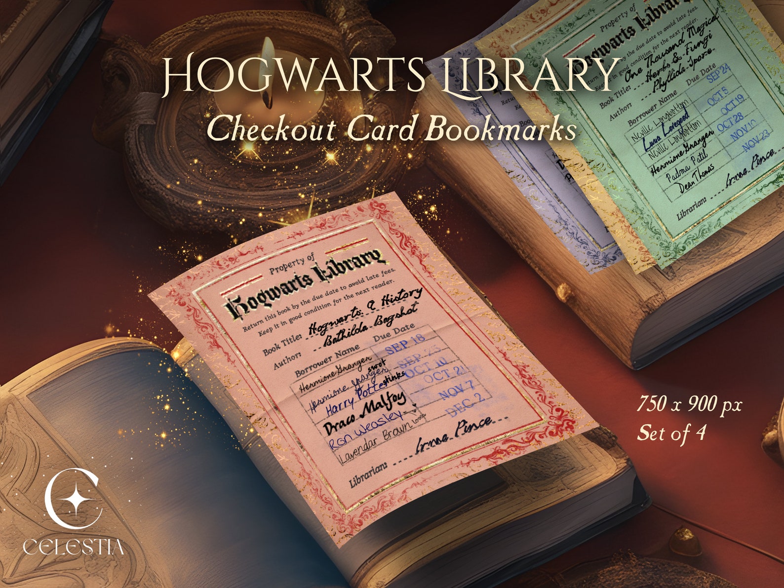 HP Library Checkout Cards [printable Bookmarks] - Etsy