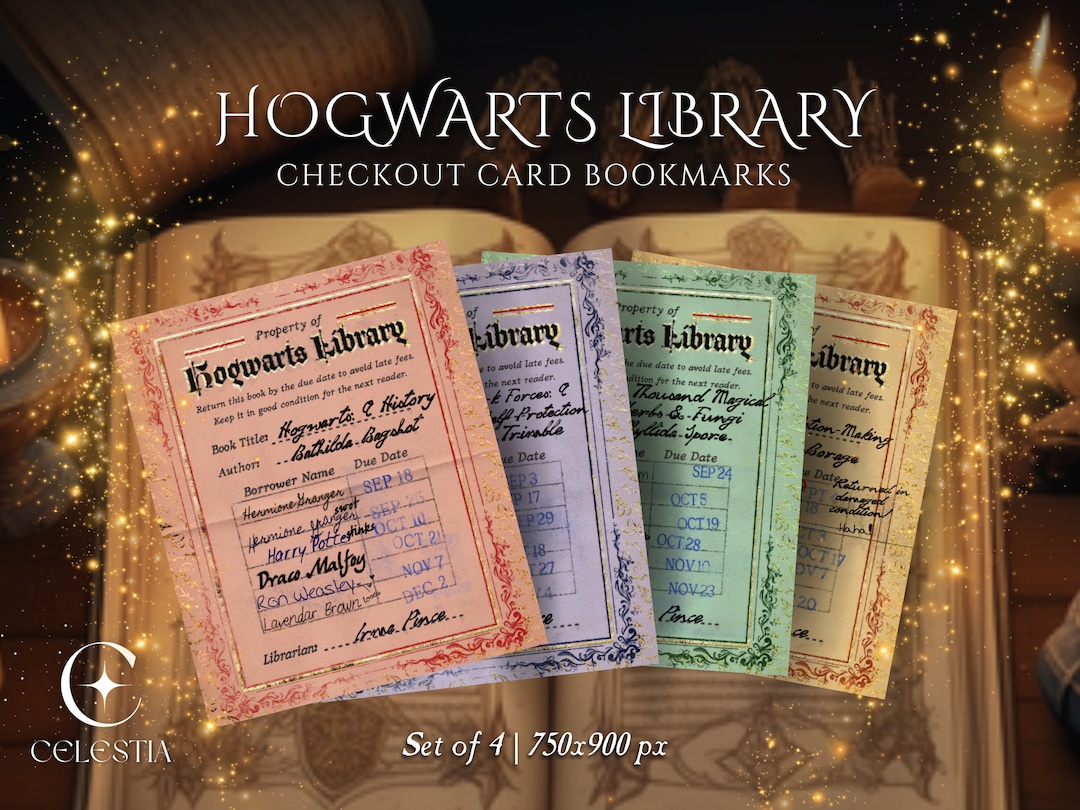 HP Library Checkout Cards printable Bookmarks - Etsy