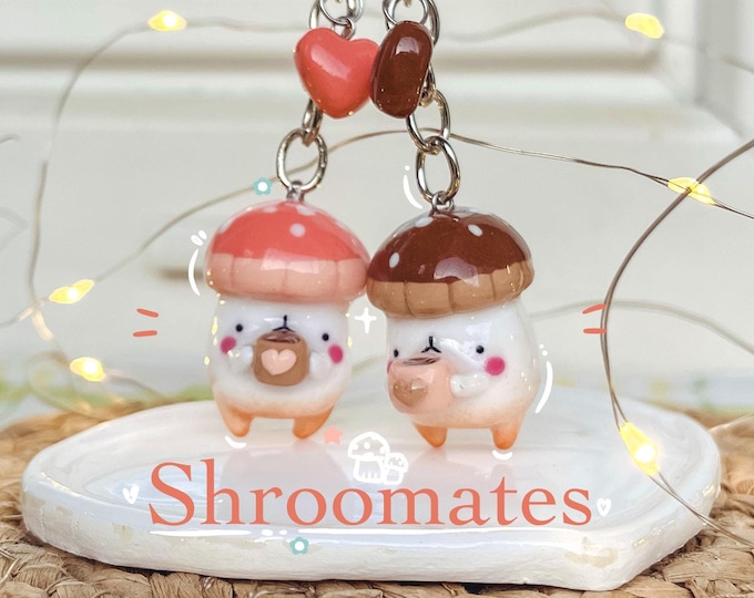 Shroomates Keychain, Cute Polymer Clay Figurine, Polymer Clay Keychain ...