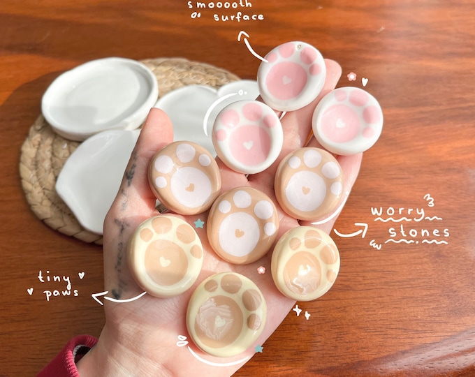 Worry Stone, Polymer Clay Worry Stone, Anxiety Relief Stone, Handmade ...