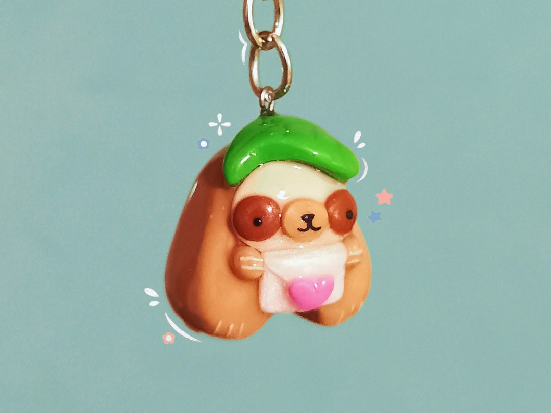 Slothmail Keychain, Cute Polymer Clay Sloth, Polymer Clay Keychain ...