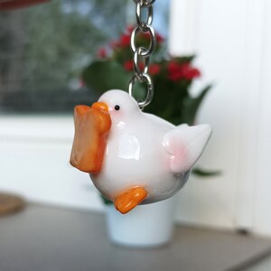 Duck With Bread Keychain, Cute Polymer Clay Figurine, Polymer Clay Duck, Handmade Clay Charm ...