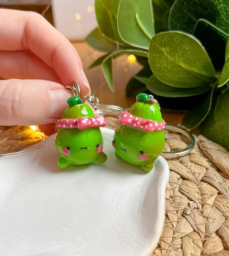 Cutiepear Keychain Keychain, Cute Polymer Clay Figurine, Polymer Clay ...